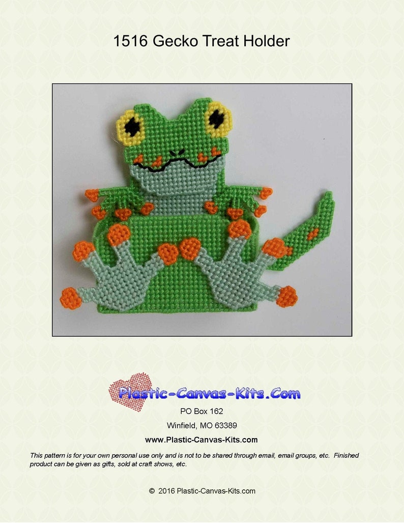 Gecko Treat Holder-plastic Canvas Pattern-pdf Download - Etsy