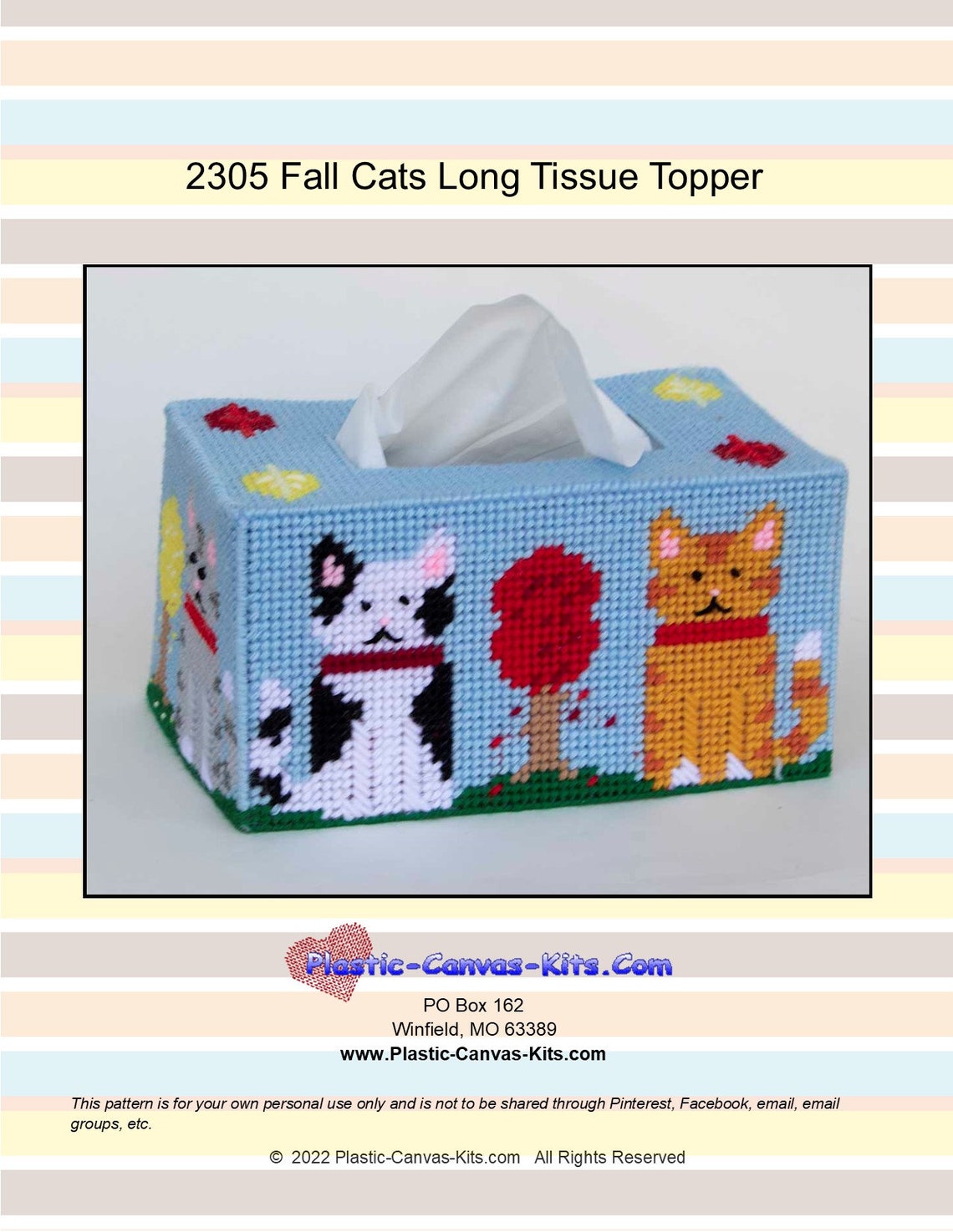 Fall Cats Long Tissue Topper-plastic Canvas Pattern-pdf Download - Etsy