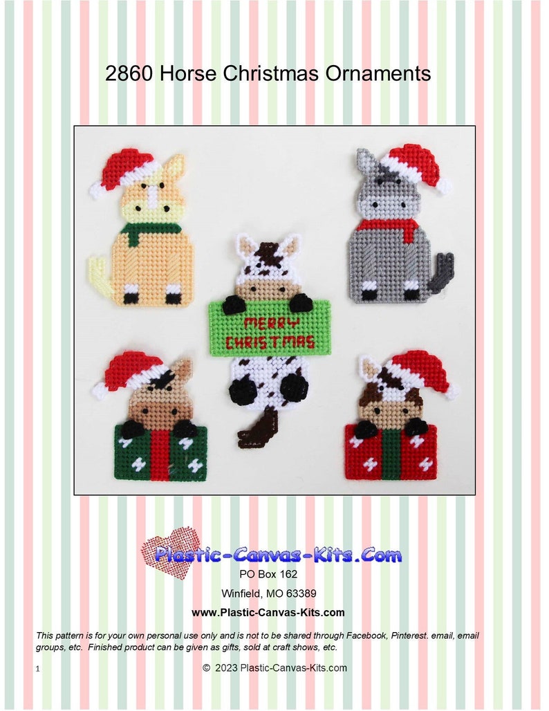 Horse Christmas Ornaments- Plastic Canvas Pattern-pdf Download - Etsy