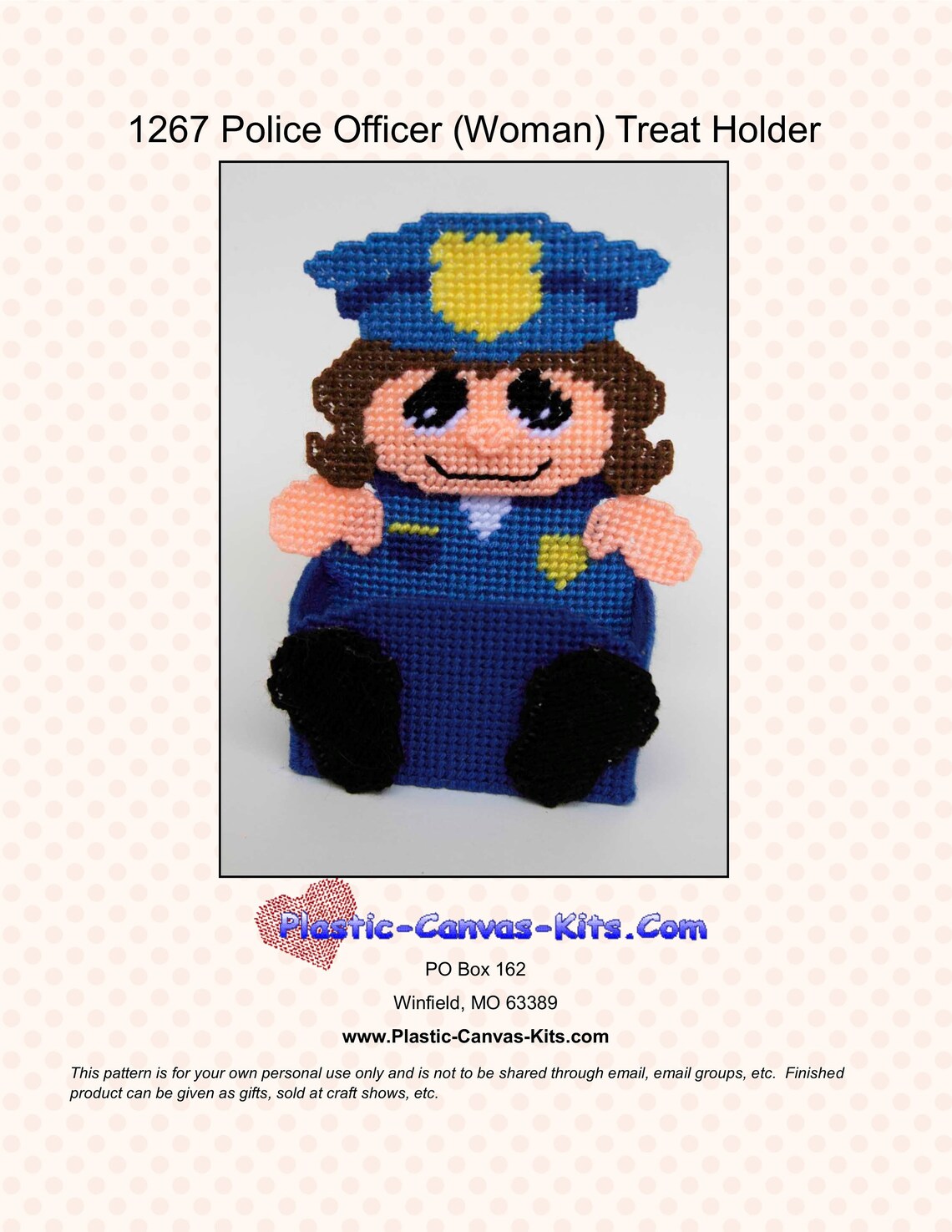 Police Woman Treat Holder-plastic Canvas Pattern-pdf Download - Etsy