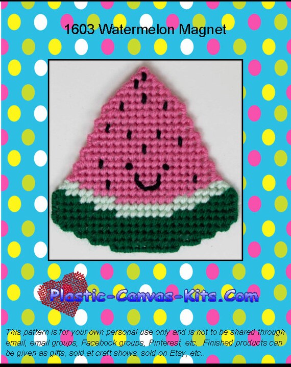 Happy Watermelon Magnet-plastic Canvas Pattern-pdf Download - Etsy