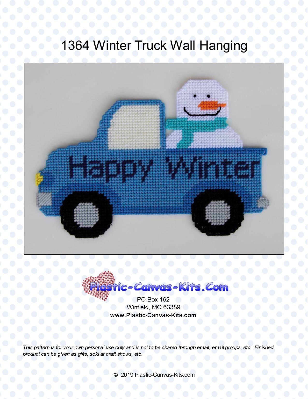 Happy Winter Truck Wall Hanging-plastic Canvas Pattern-pdf Download - Etsy