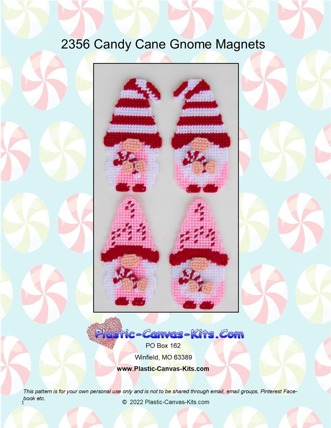 Candy Cane Gnome Magnets-plastic Canvas Pattern-pdf Download - Etsy