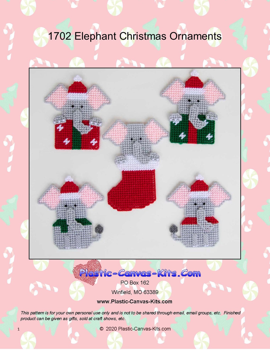 Elephant Christmas Ornaments-plastic Canvas Pattern-pdf - Etsy