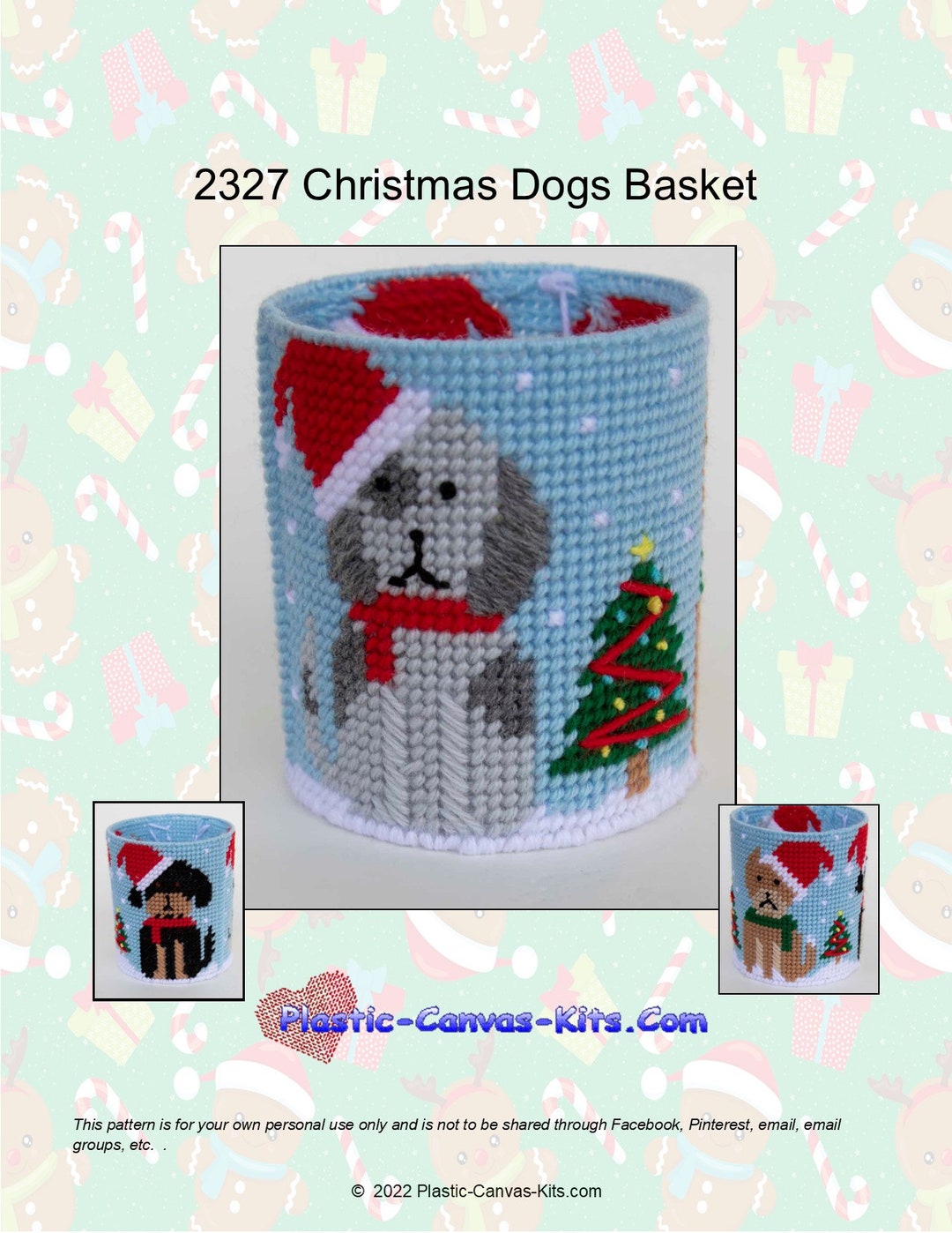 Christmas Dogs Basket-plastic Canvas Pattern-pdf Download - Etsy