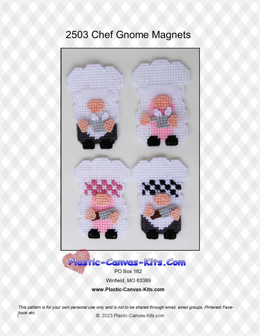 Chef Gnome Magnets-plastic Canvas Pattern-pdf Download - Etsy