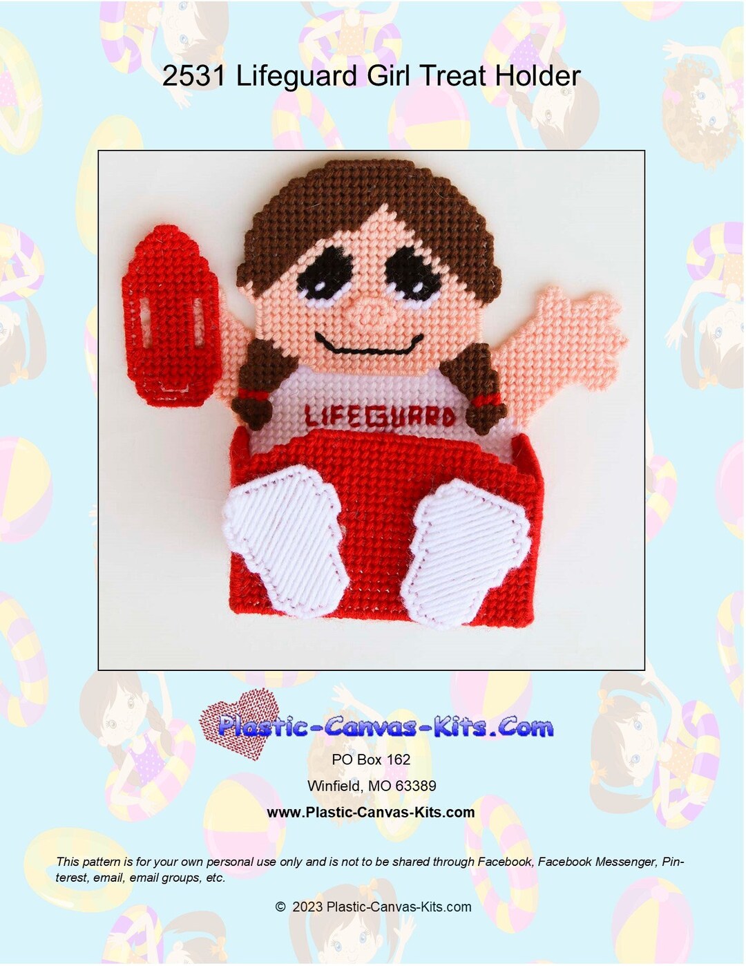 Lifeguard Girl Treat Holder-plastic Canvas Pattern-pdf Download - Etsy