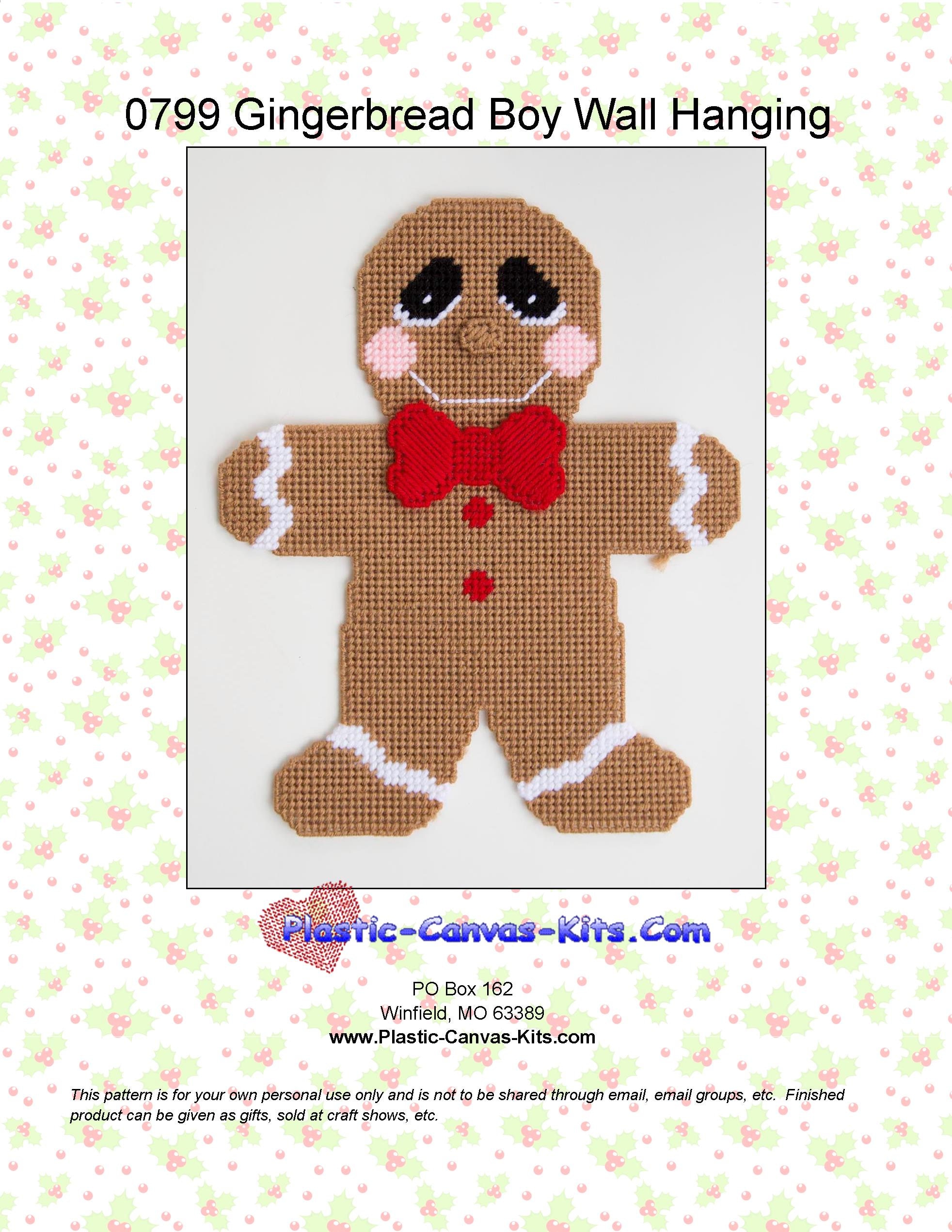 Gingerbread Boy Wall Hanging-christmas-plastic Canvas Pattern-pdf ...
