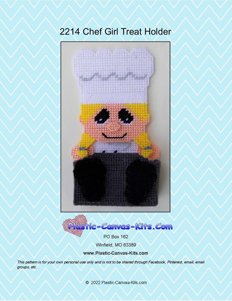 Chef Girl Treat Holder-plastic Canvas Pattern-pdf Download - Etsy