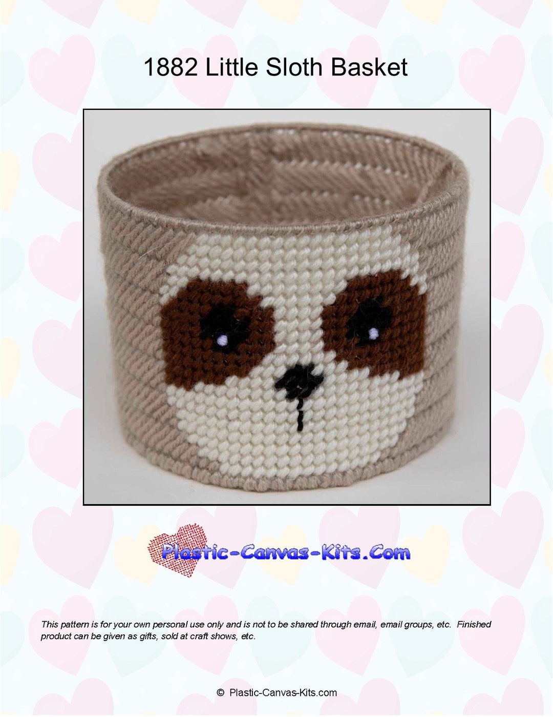 Little Sloth Basket-plastic Canvas Pattern-pdf Download - Etsy