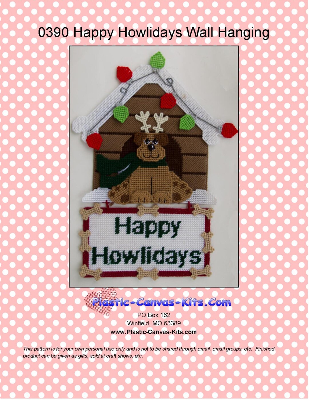 Happy Howlidays-christmas Dog Wall Hanging-plastic Canvas Pattern-pdf ...