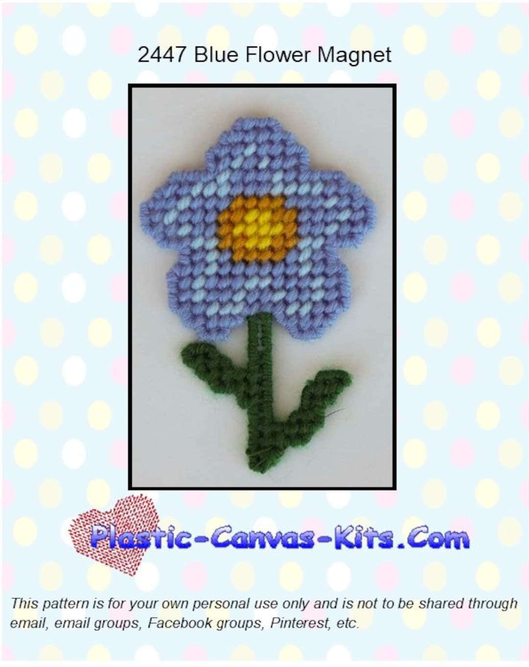 Blue Flower Magnet-plastic Canvas Pattern-pdf Download - Etsy