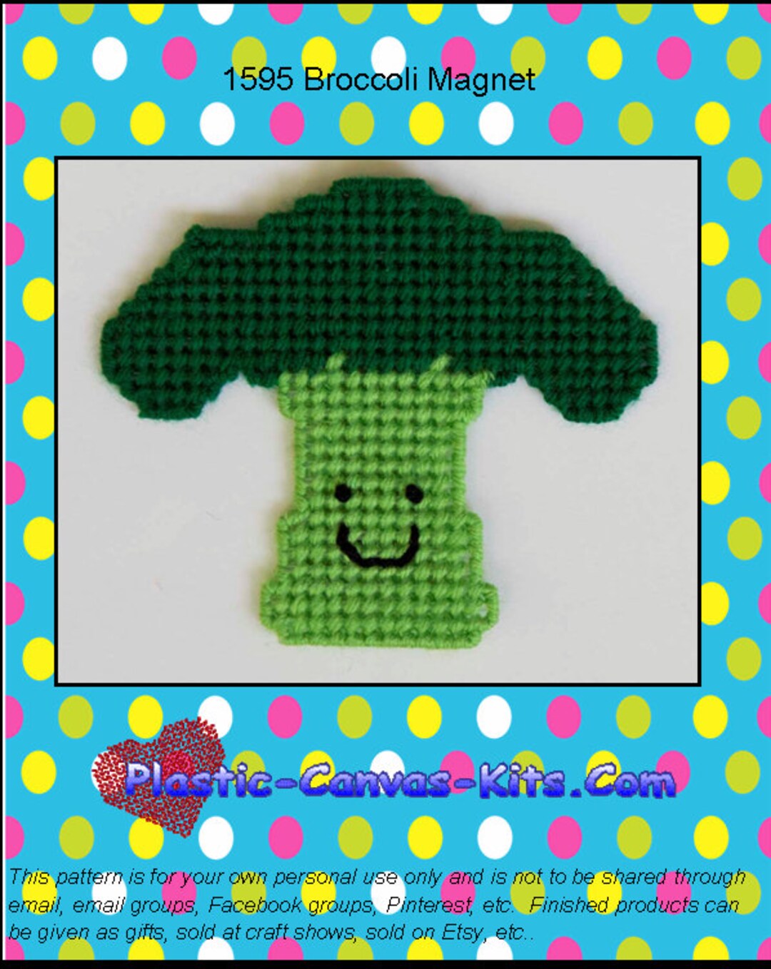 Happy Broccoli Magnet-vegetable-plastic Canvas Pattern-pdf Download - Etsy