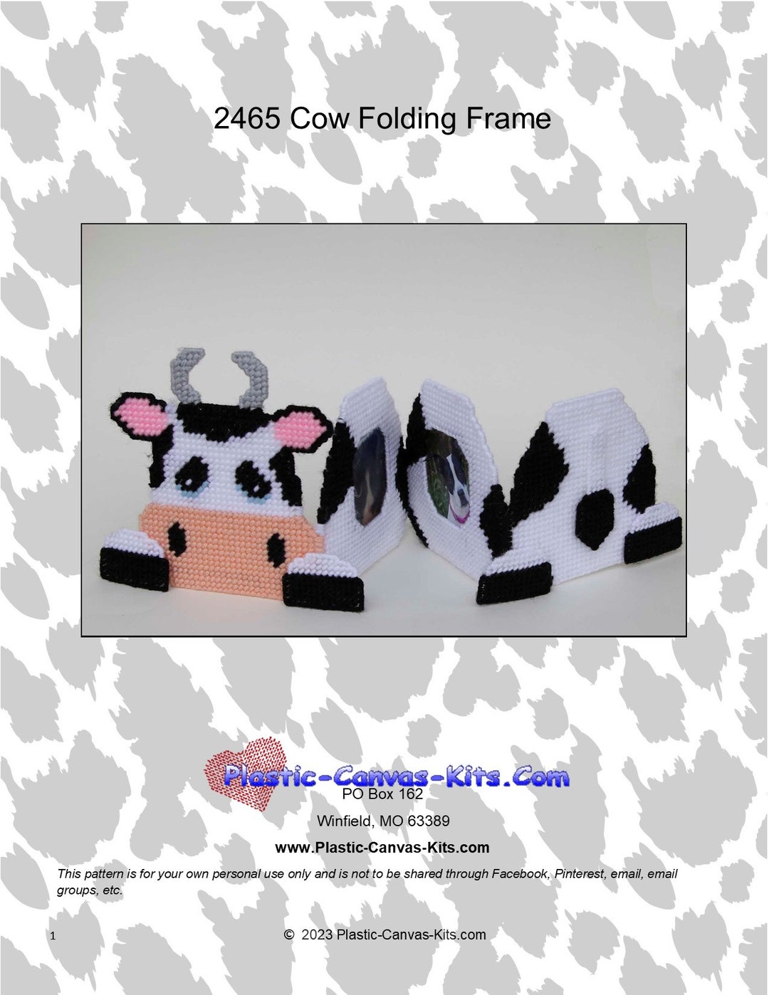 Cow Folding Frame-plastic Canvas Pattern-pdf Download - Etsy