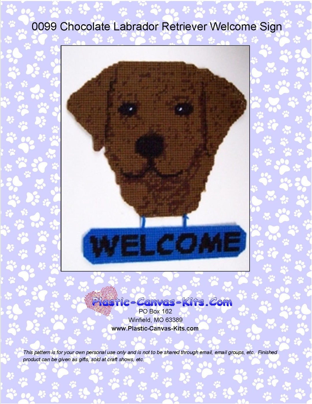Chocolate Labrador Retriever Welcome Sign-plastic Canvas Pattern-pdf ...