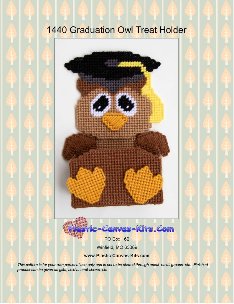 Graduation Owl Treat Holder-plastic Canvas Pattern-pdf Download - Etsy