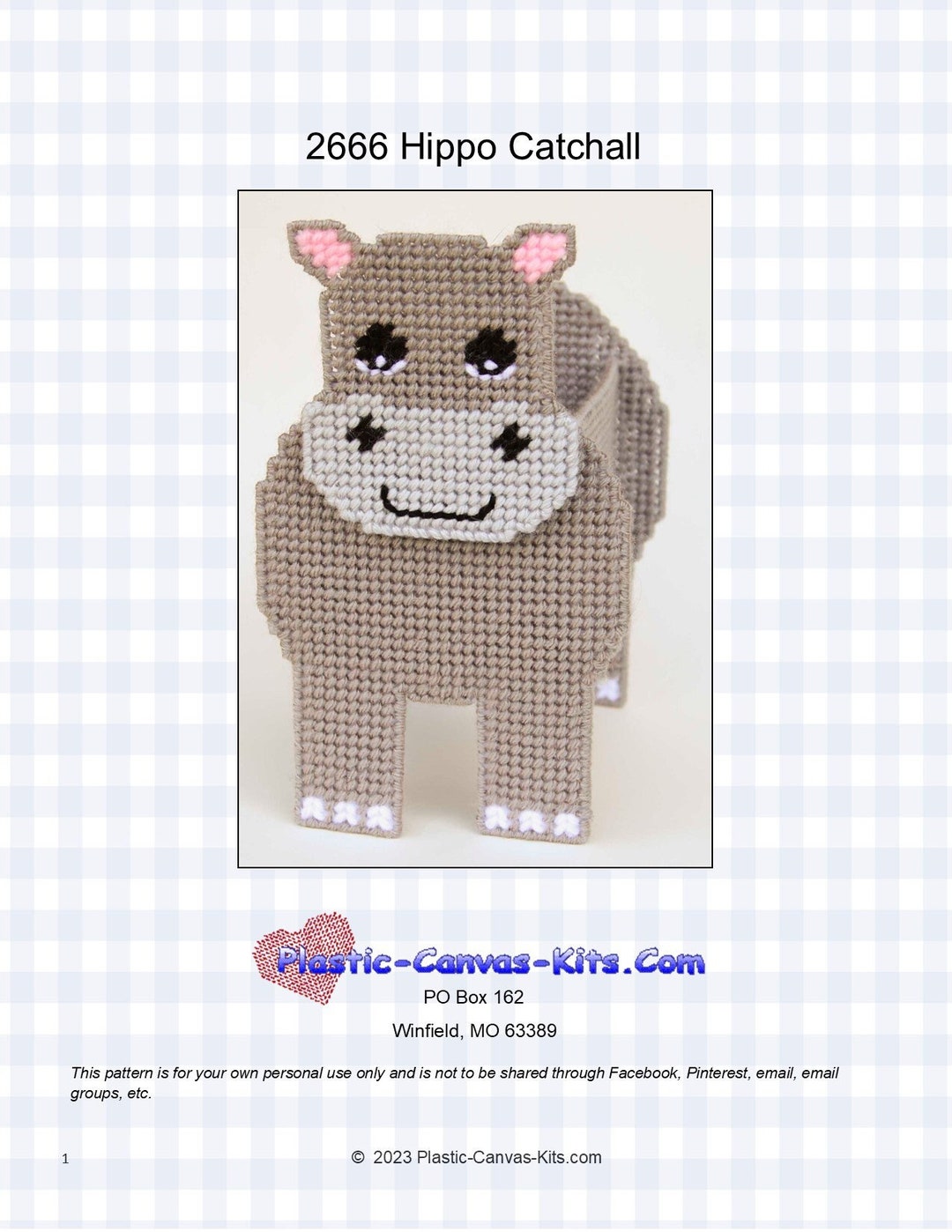 Hippo Catchall-plastic Canvas Pattern-pdf Download - Etsy
