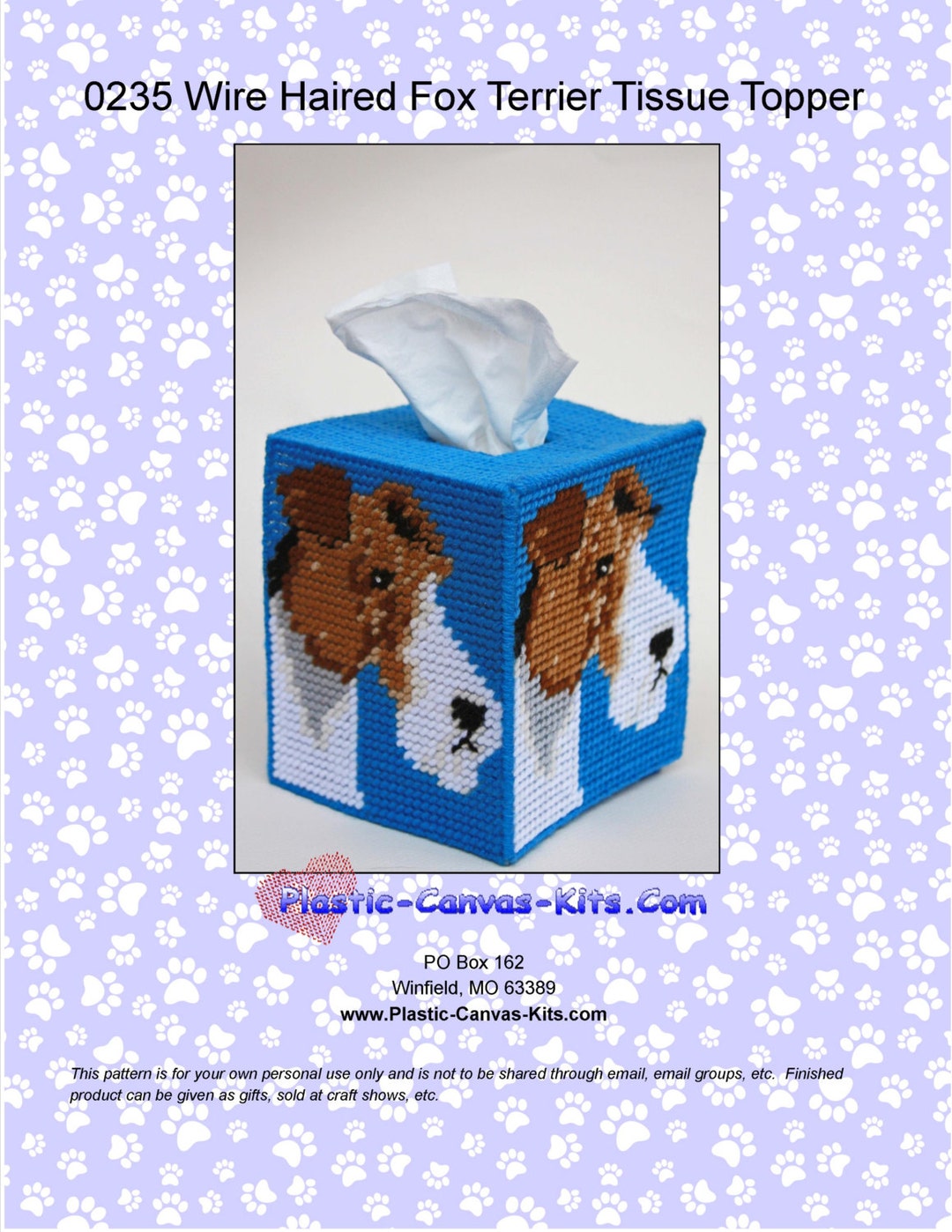 Wire Fox Terrier Dog Tissue Topper-plastic Canvas Pattern-pdf Download ...