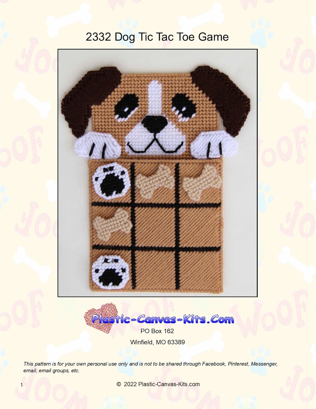 Dog Tic Tac Toe Game-plastic Canvas Pattern-pdf Download - Etsy