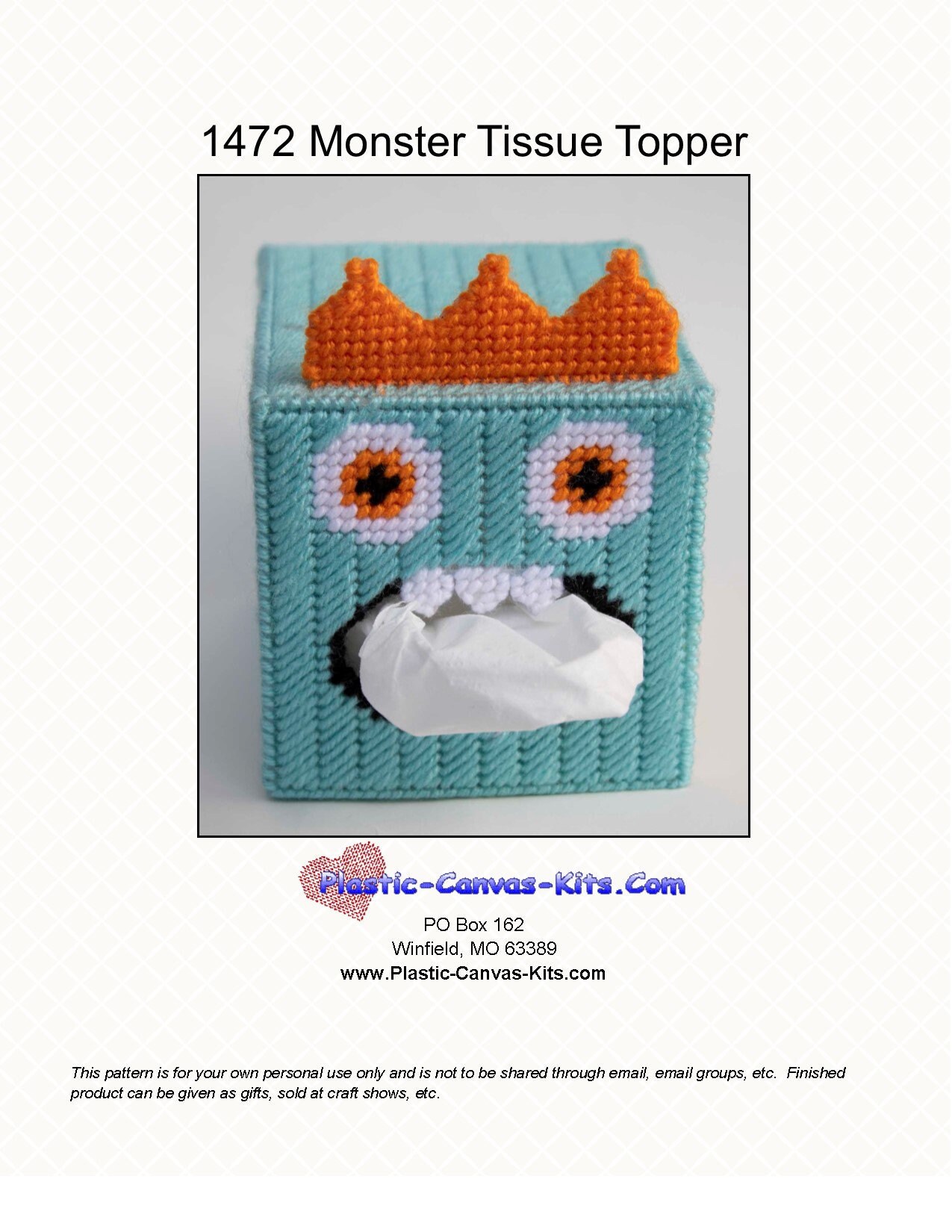 Monster Tissue Topper-plastic Canvas Pattern-pdf Download - Etsy