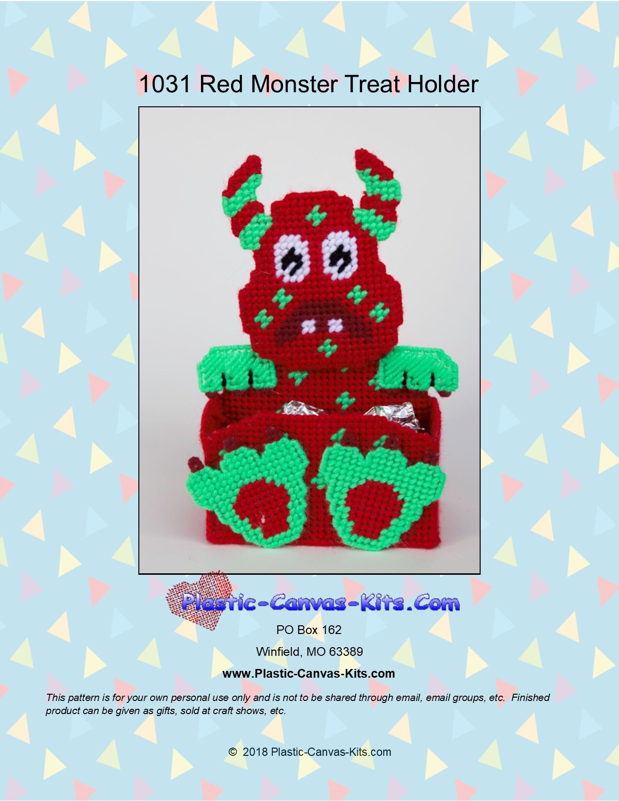 Red Monster Treat Holder-plastic Canvas Pattern-pdf Download - Etsy