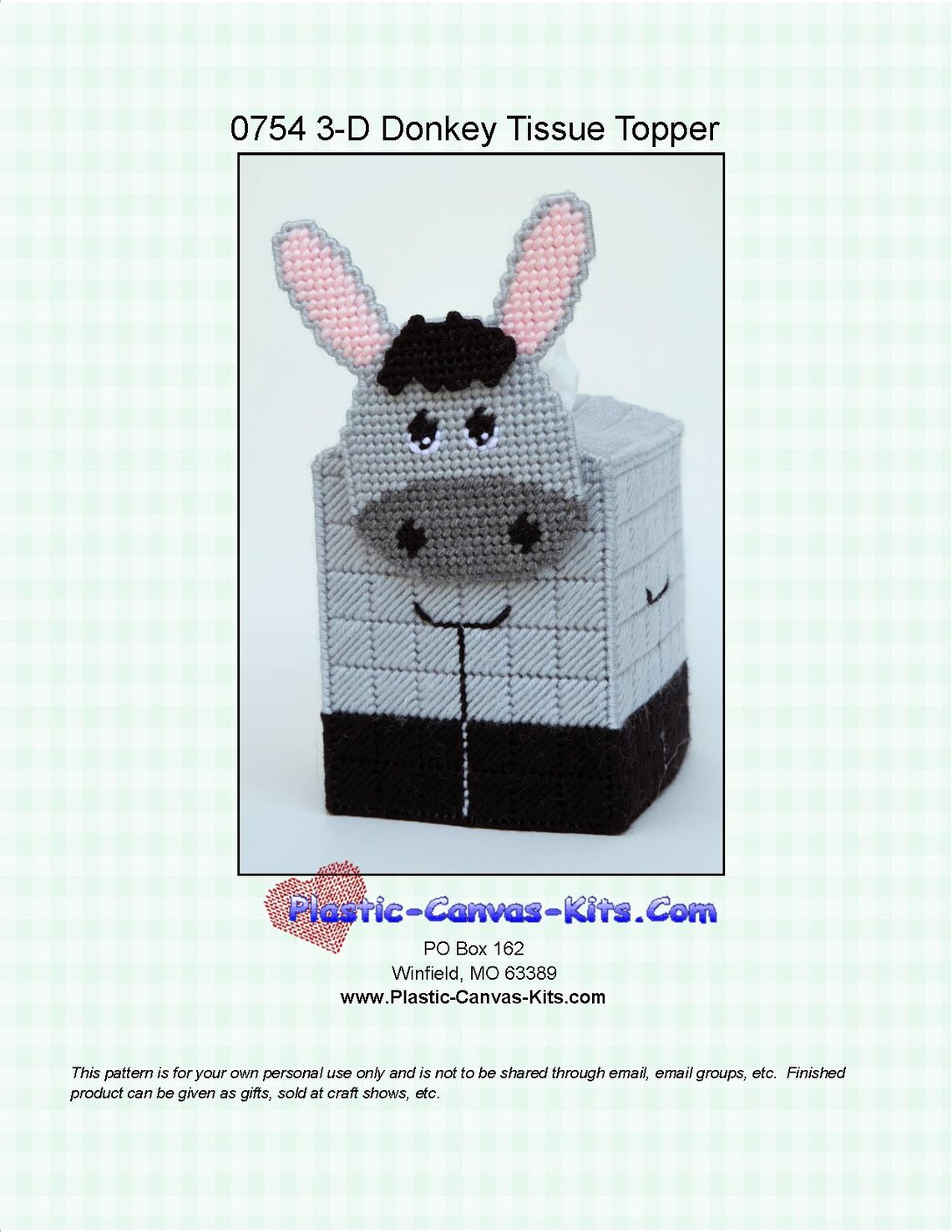 Donkey 3-D Tissue Topper-plastic Canvas Pattern-pdf Download - Etsy