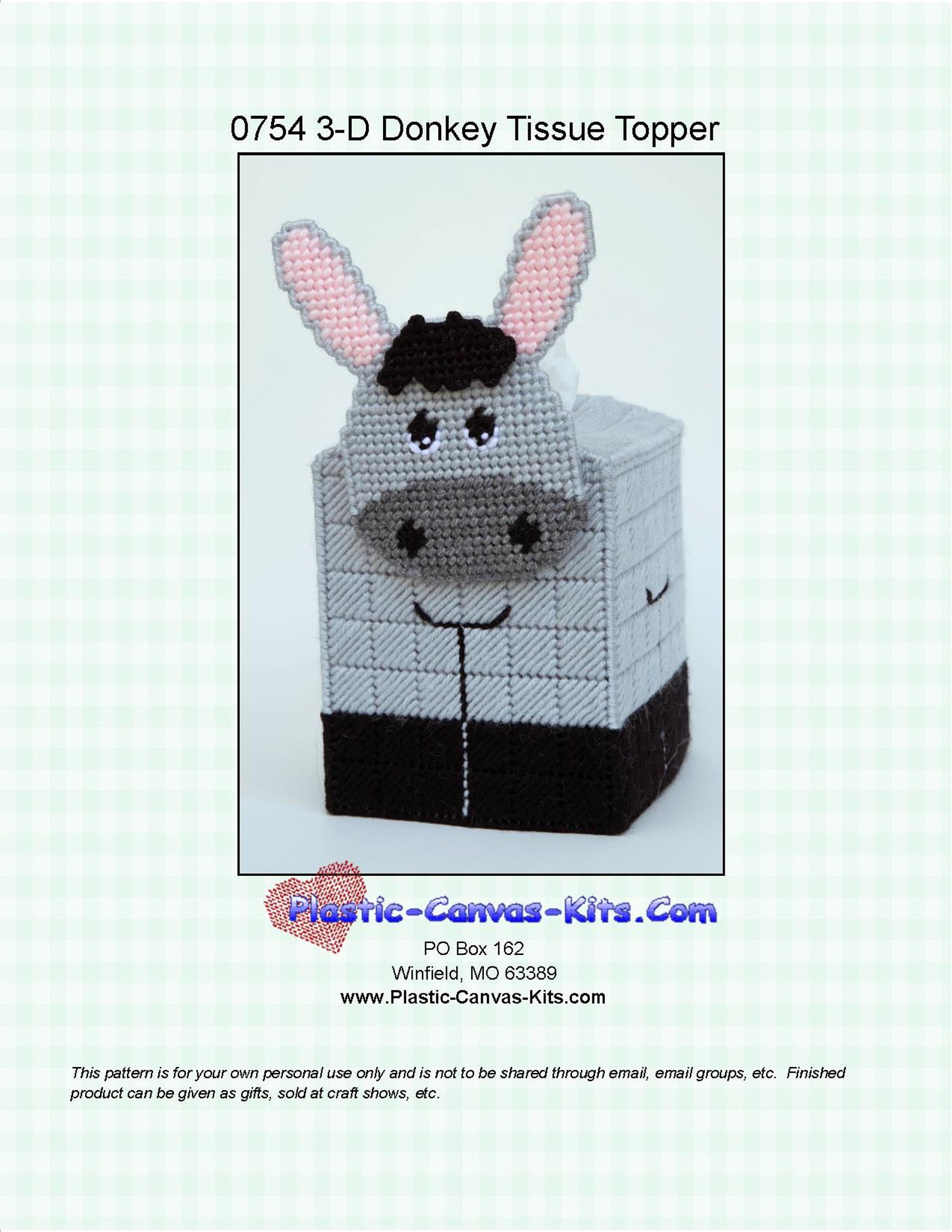 Donkey 3-D Tissue Topper-plastic Canvas Pattern-pdf Download - Etsy