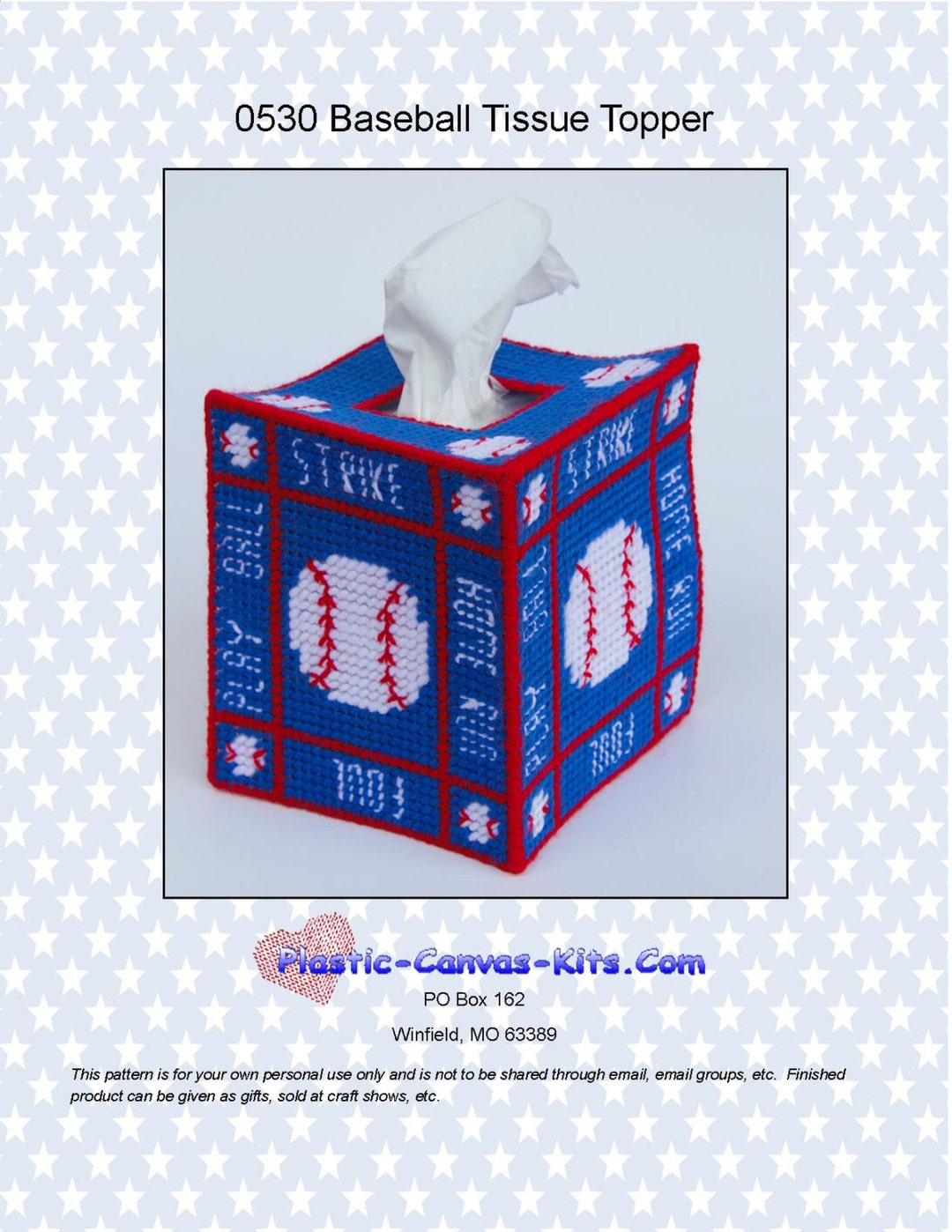 Baseball Tissue Topper-plastic Canvas Pattern-pdf Download - Etsy