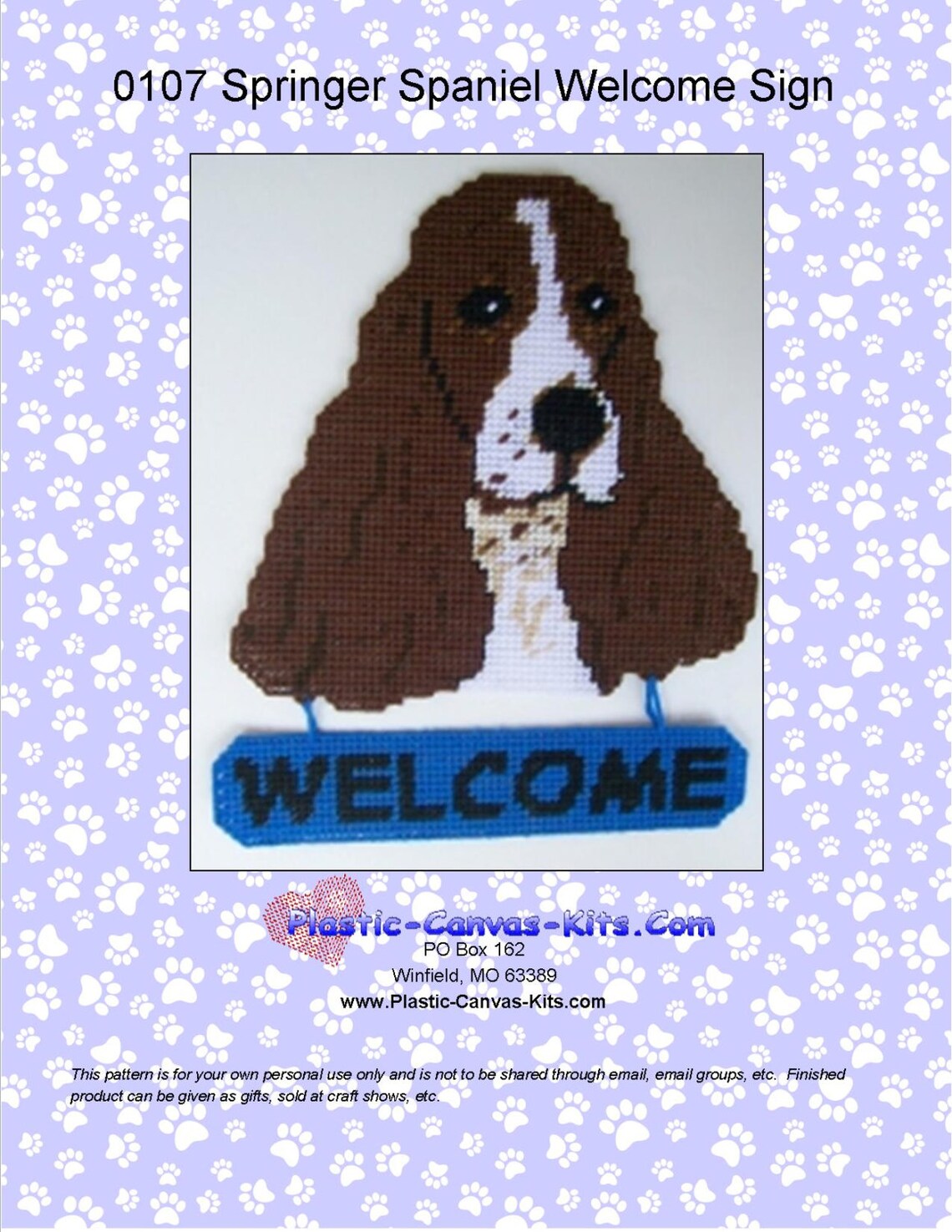 Springer Spaniel Welcome Sign-plastic Canvas Pattern-pdf - Etsy