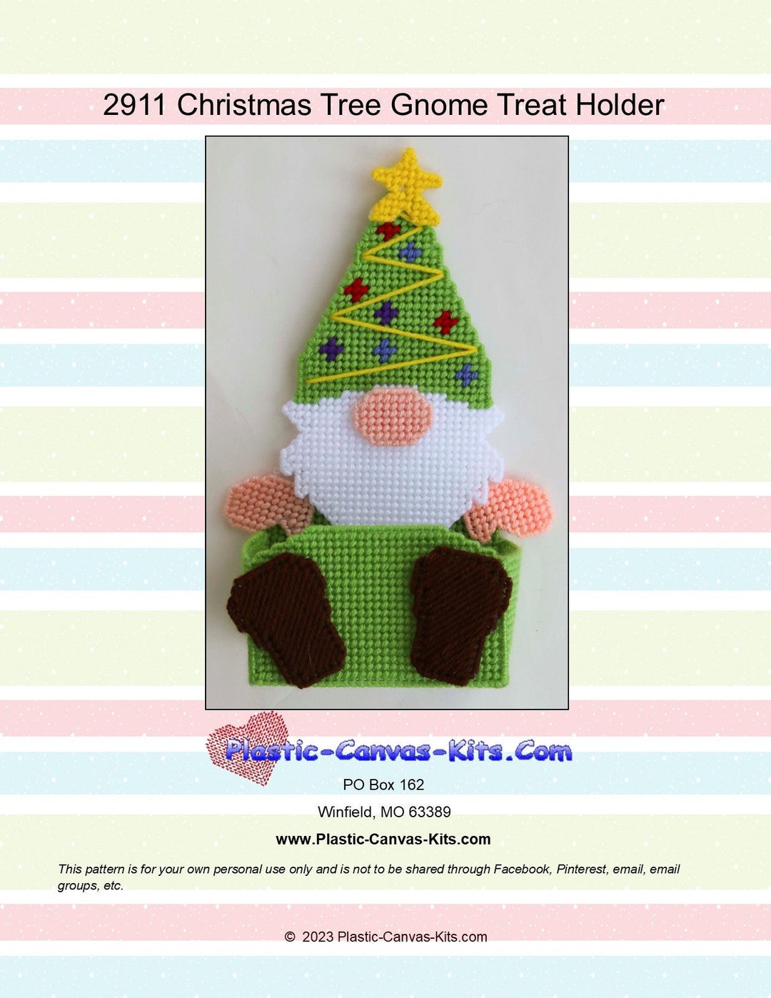 Christmas Tree Gnome Treat Holder-plastic Canvas Pattern-pdf Download ...