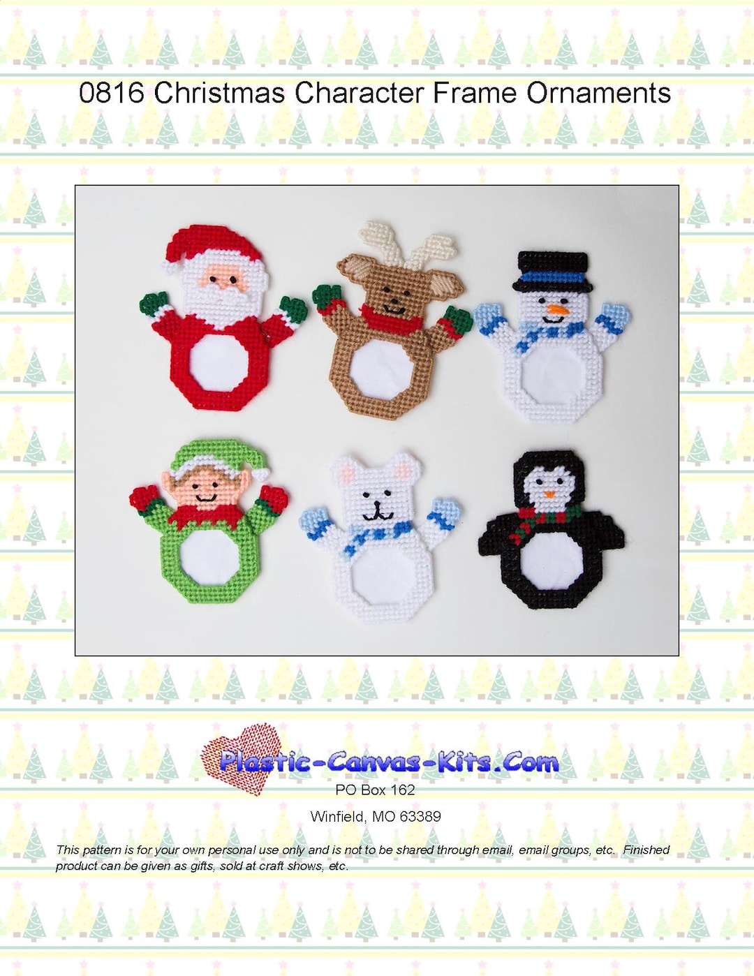 Christmas Character Picture Frame Ornaments-plastic Canvas Pattern-pdf ...
