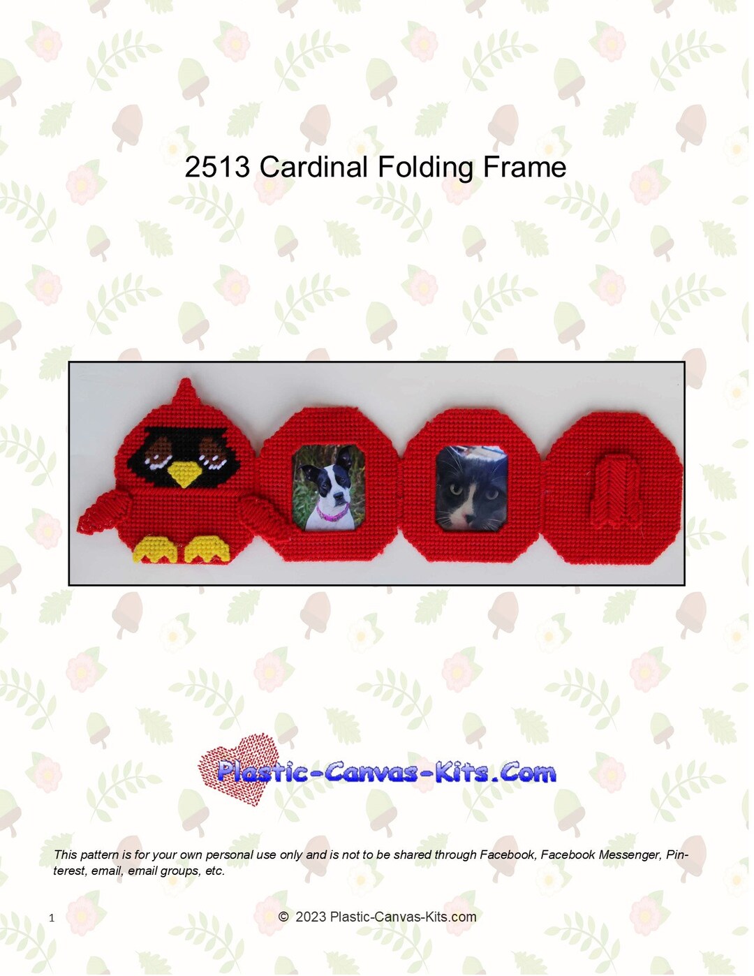 Cardinal Folding Frame-plastic Canvas Pattern-pdf Download - Etsy