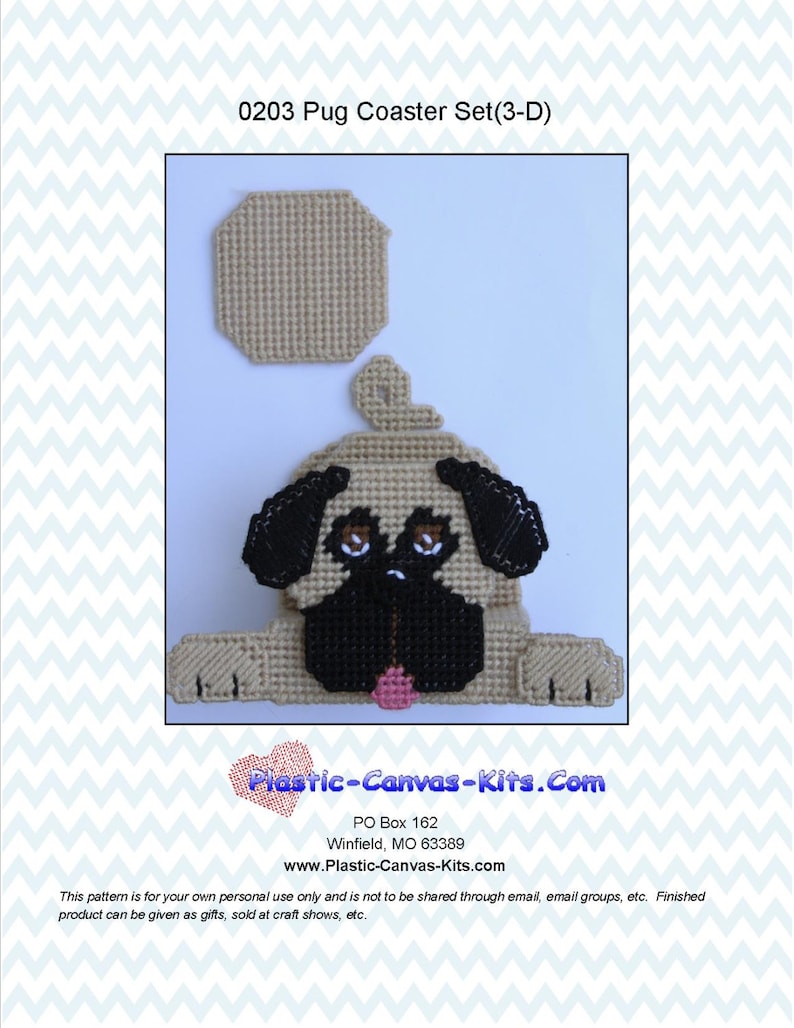 Pug Coaster Set-plastic Canvas Pattern-dog-pdf Download - Etsy Canada