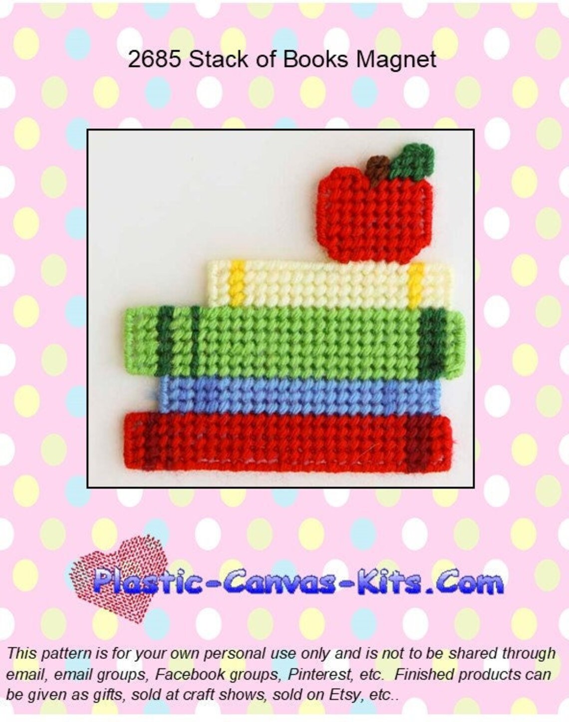 Stack of Books Magnet-plastic Canvas Pattern-pdf Download - Etsy