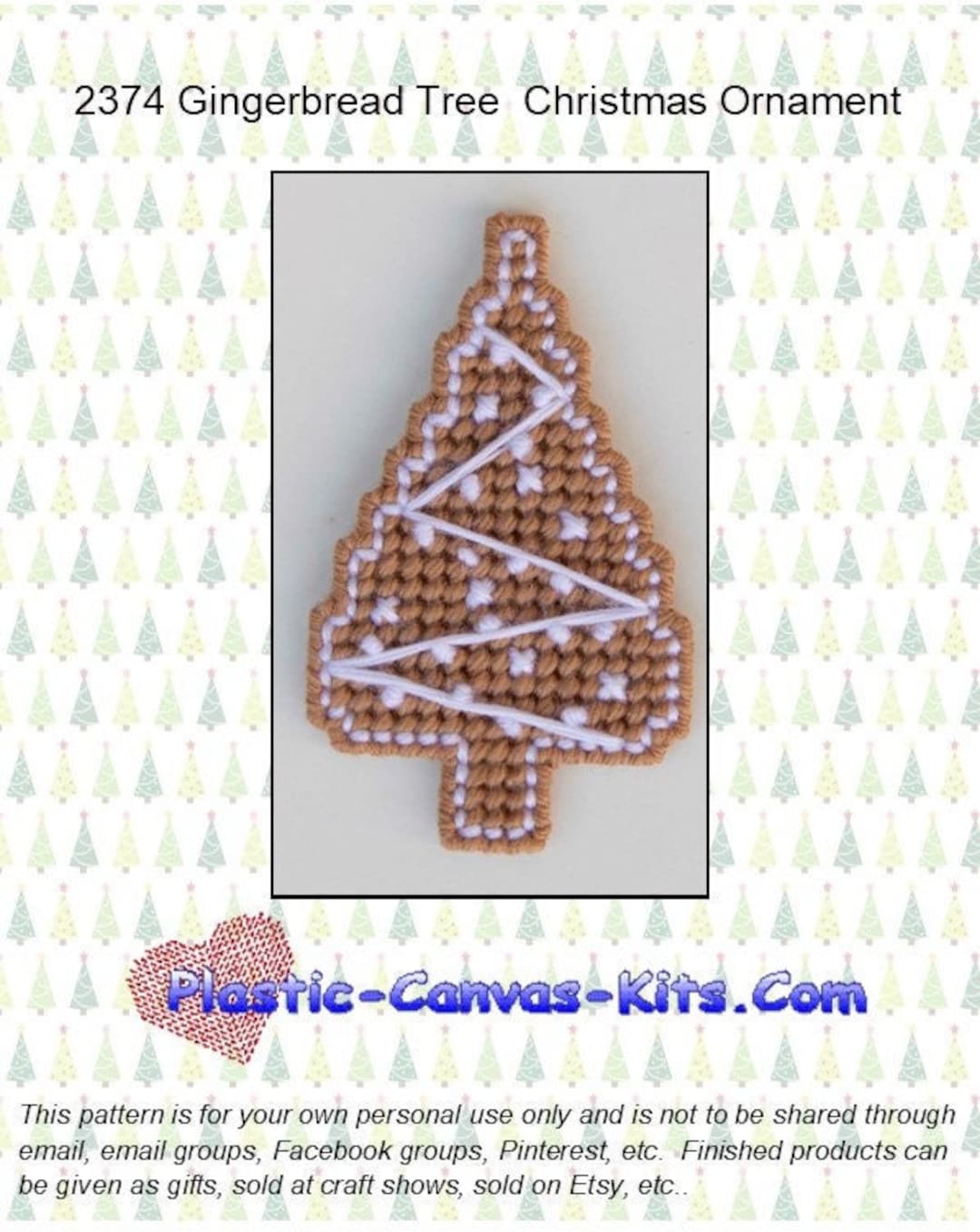 Gingerbread Christmas Tree Ornament-plastic Canvas Pattern-pdf Download ...