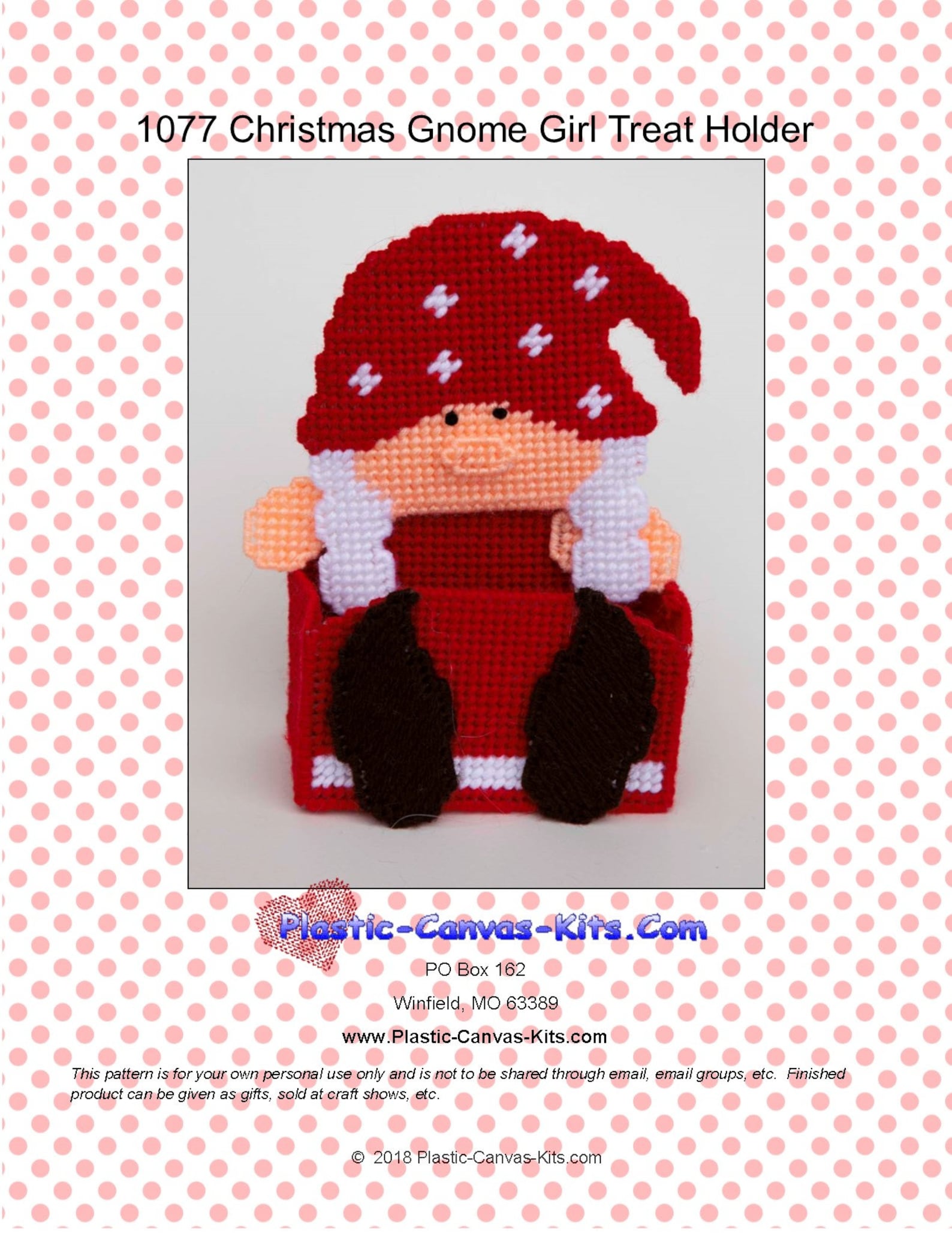 Christmas Gnome Girl Treat Holder-plastic Canvas Pattern-pdf Download ...