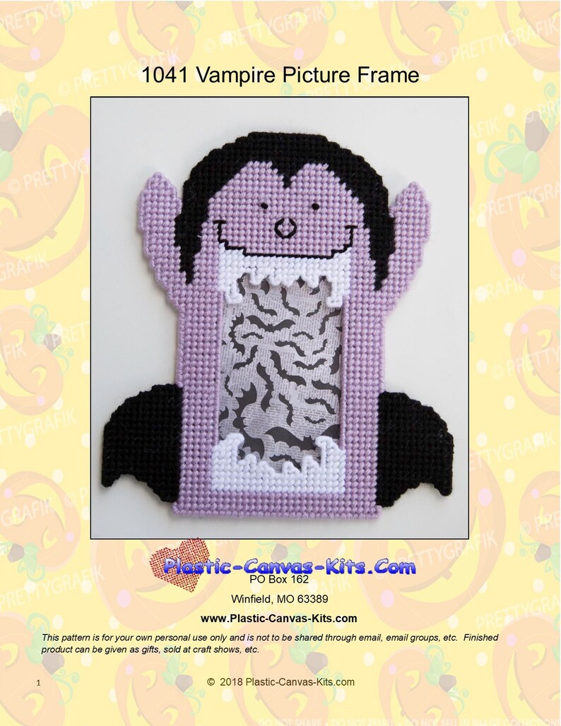 Vampire Picture Frame-halloween-plastic Canvas Pattern-pdf - Etsy
