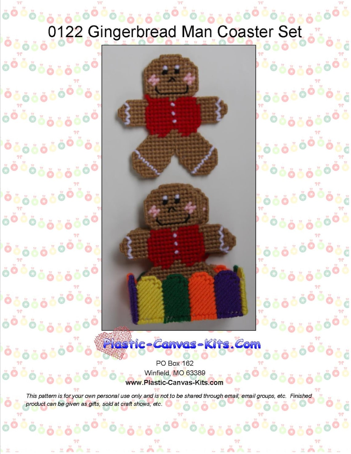 Christmas Gingerbread Man Coaster Set-plastic Canvas Pattern-pdf ...