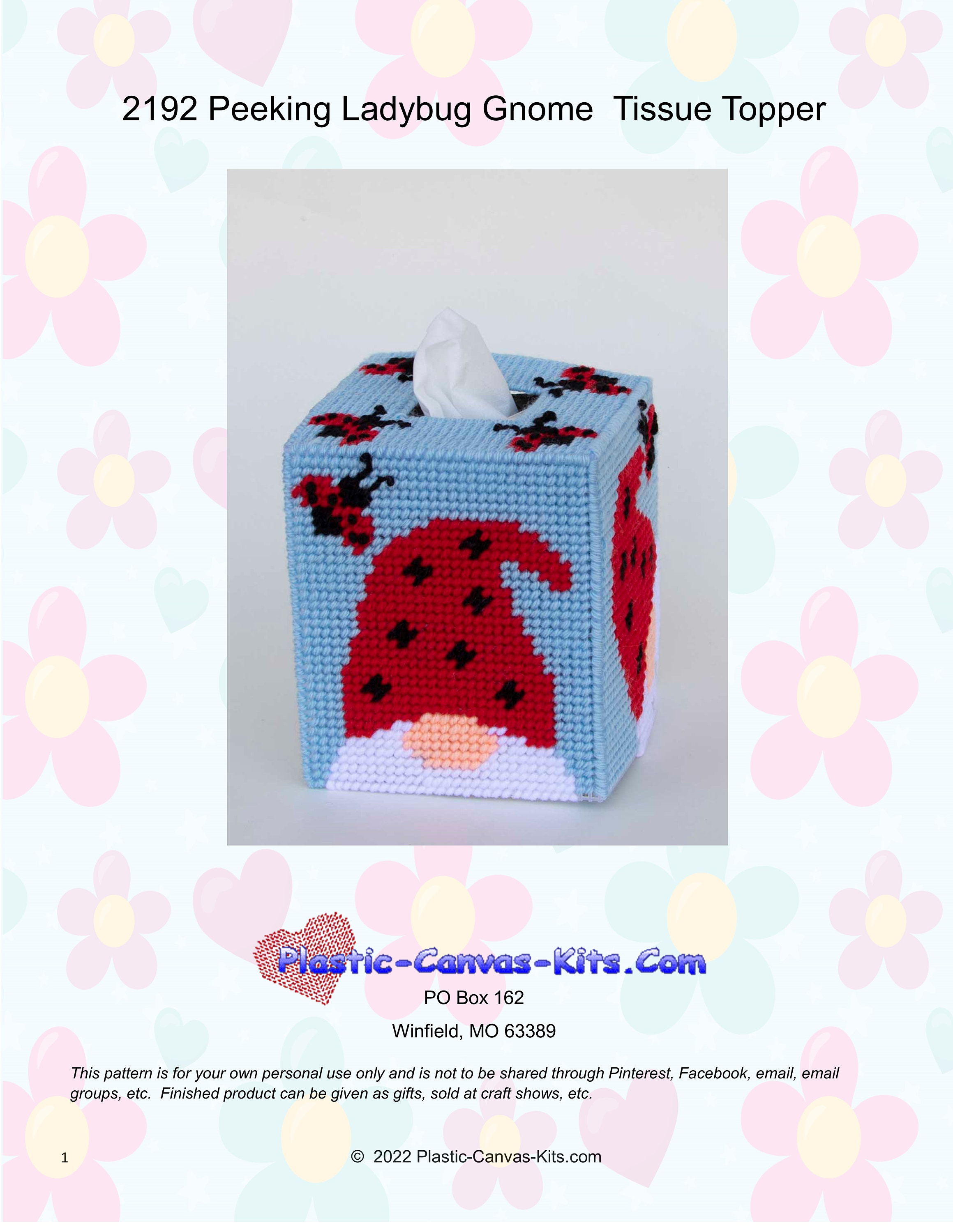 Peeking Ladybug Gnome Tissue Topper-plastic Canvas Pattern-pdf Download ...