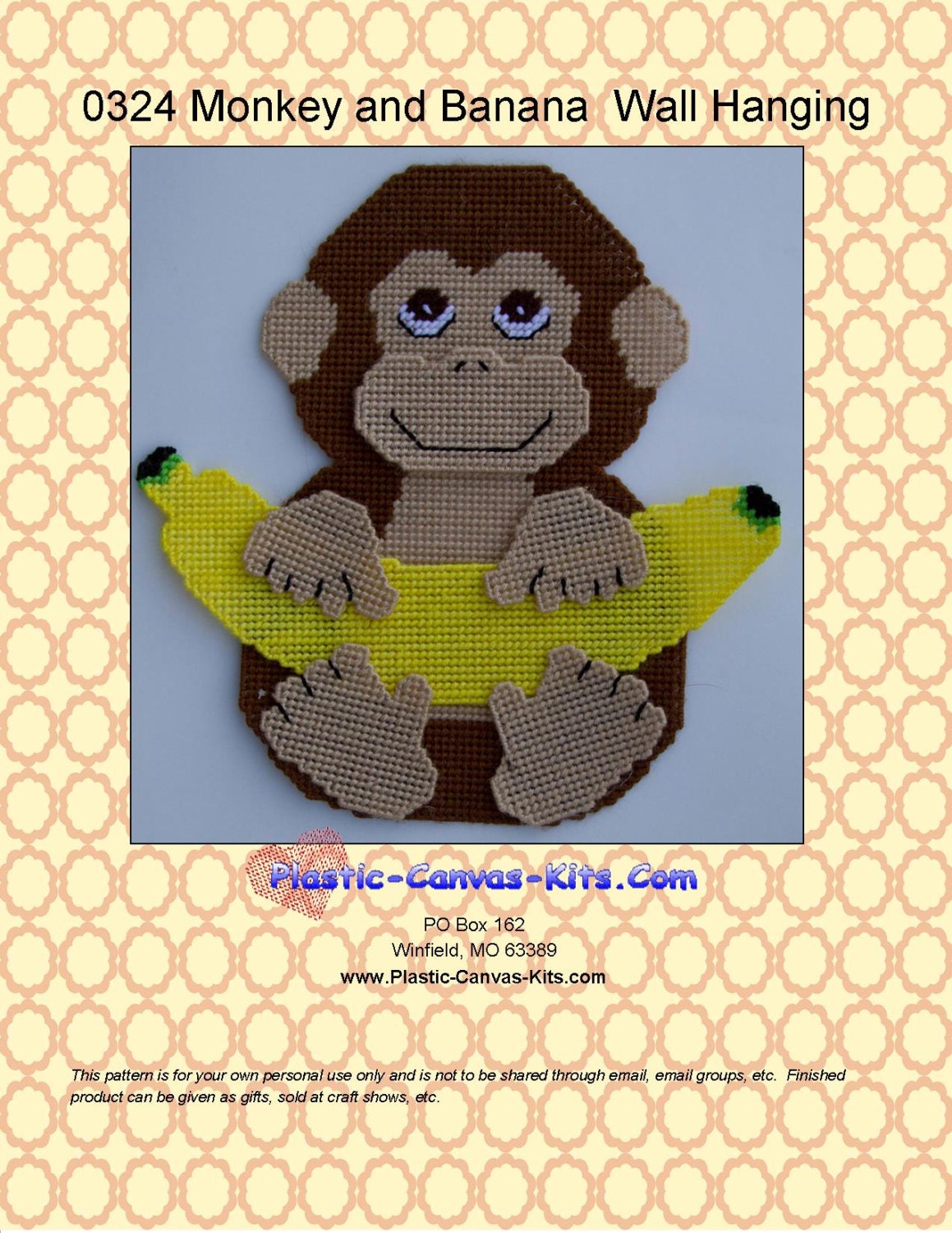 Monkey Wall Hanging-plastic Canvas Pattern-pdf Download | Etsy