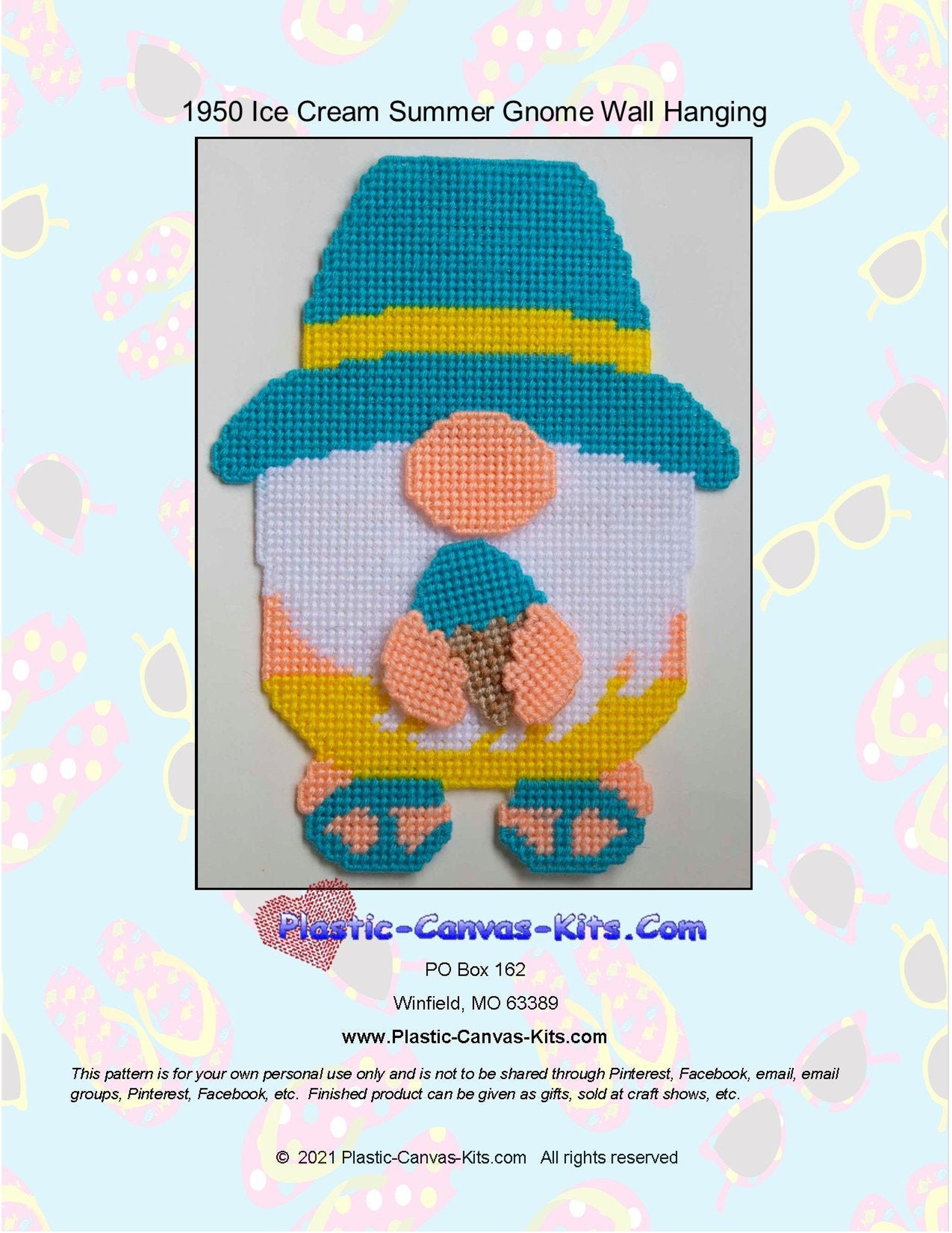 Summertime Ice Cream Gnome Wall Hanging-plastic Canvas - Etsy
