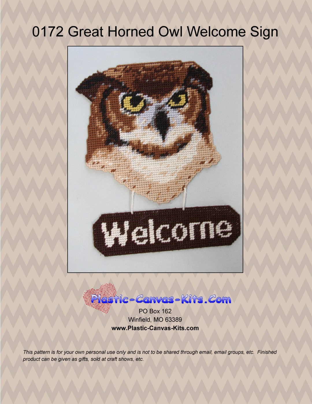 Great Horned Owl Welcome Sign-plastic Canvas Pattern-pdf Download - Etsy