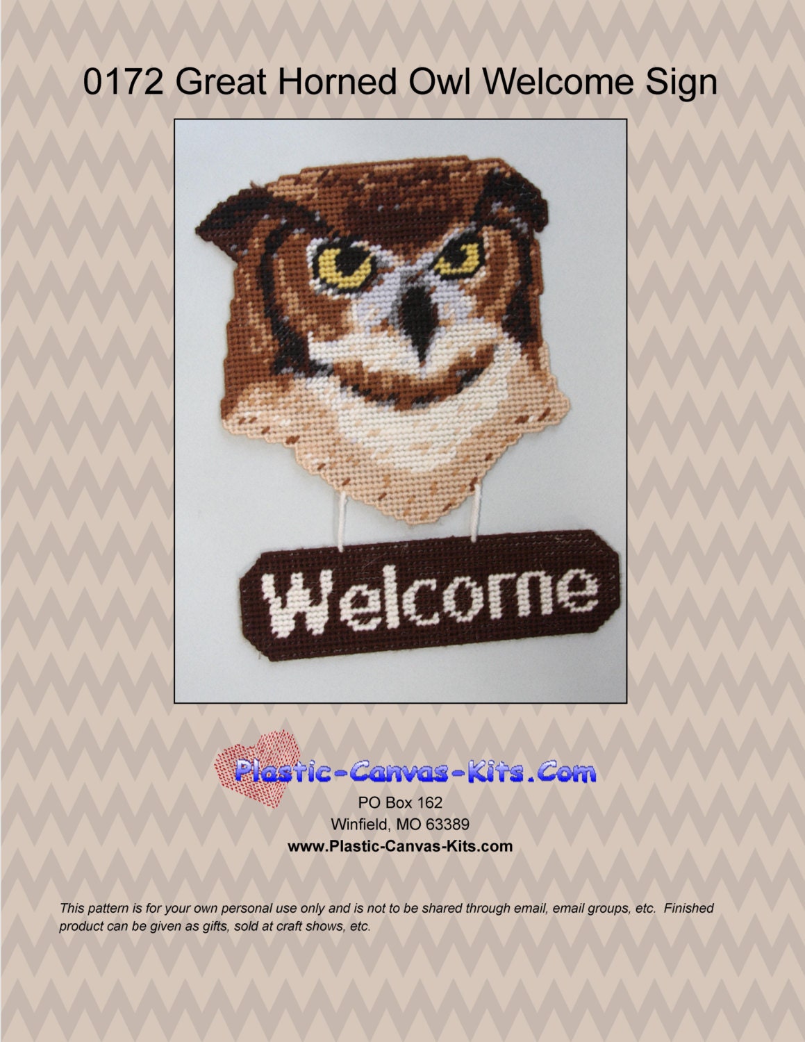 Great Horned Owl Welcome Sign-plastic Canvas Pattern-pdf Download - Etsy