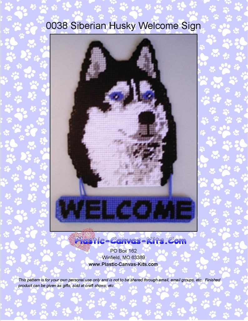 Siberian Husky Welcome Sign-plastic Canvas Pattern-pdf - Etsy