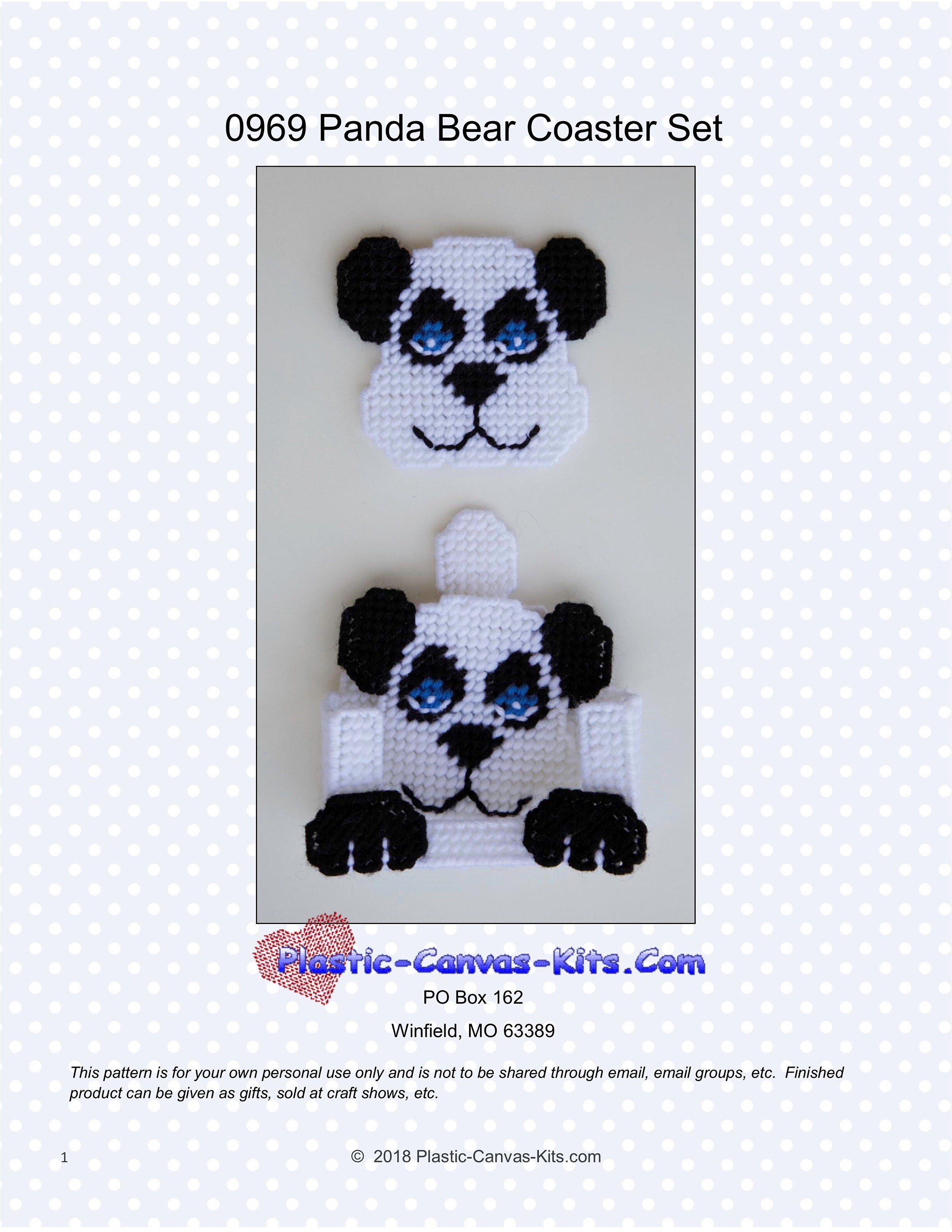 Panda Bear Coaster Set-plastic Canvas Pattern-pdf Download - Etsy