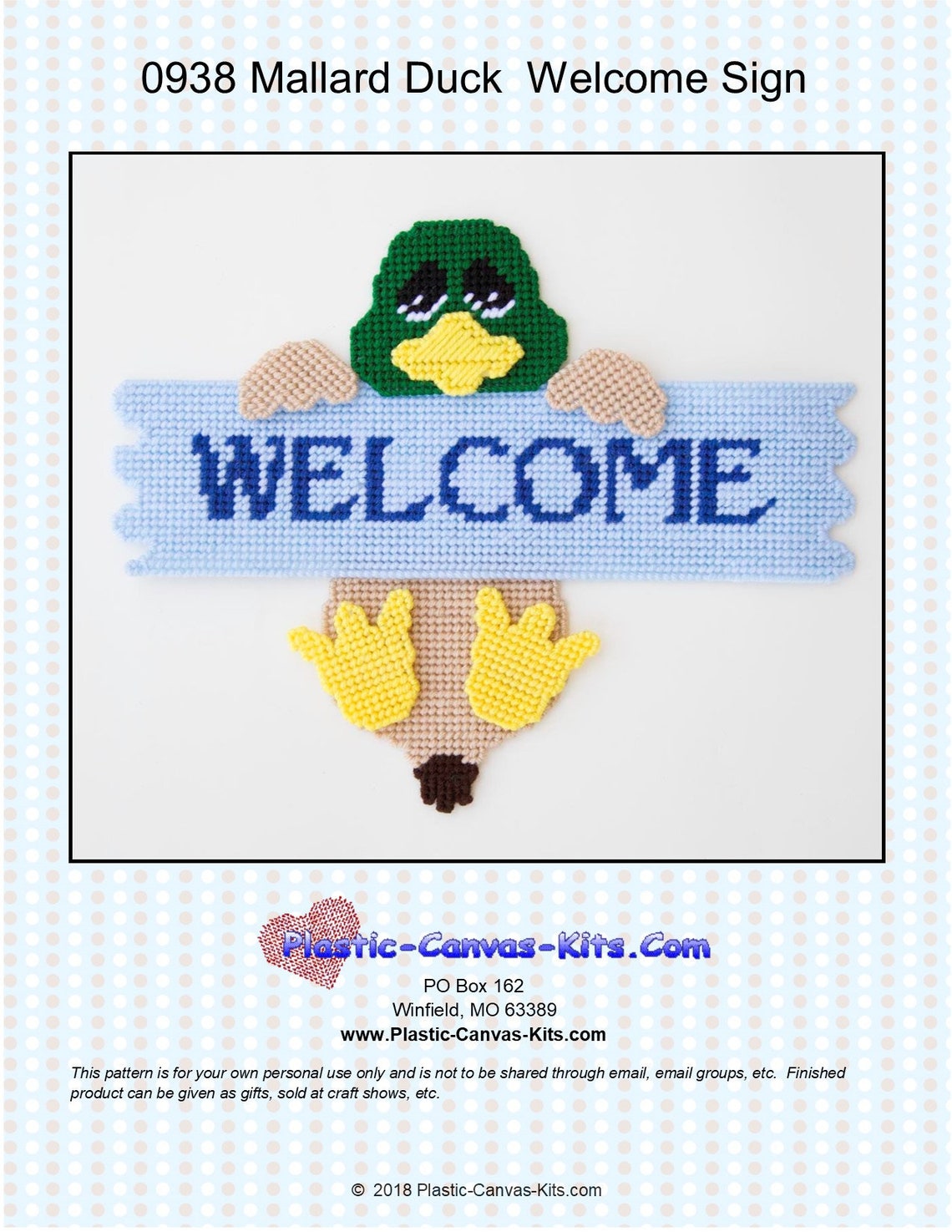Mallard Duck Welcome Sign-plastic Canvas Pattern-pdf Download | Etsy