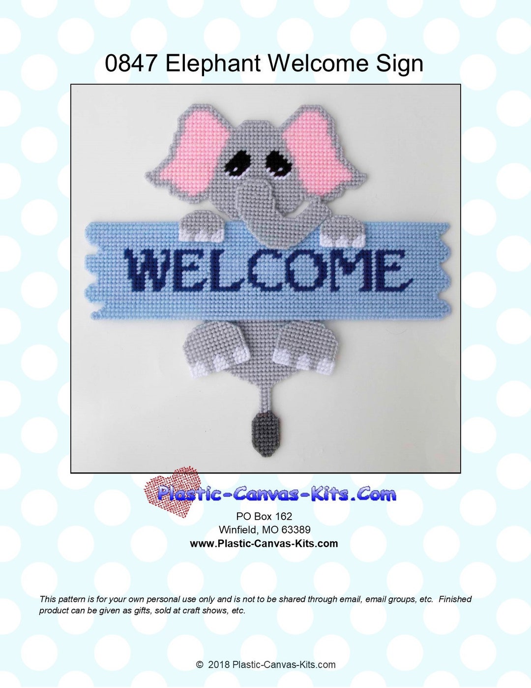Elephant Welcome Sign-plastic Canvas Pattern-pdf Download - Etsy
