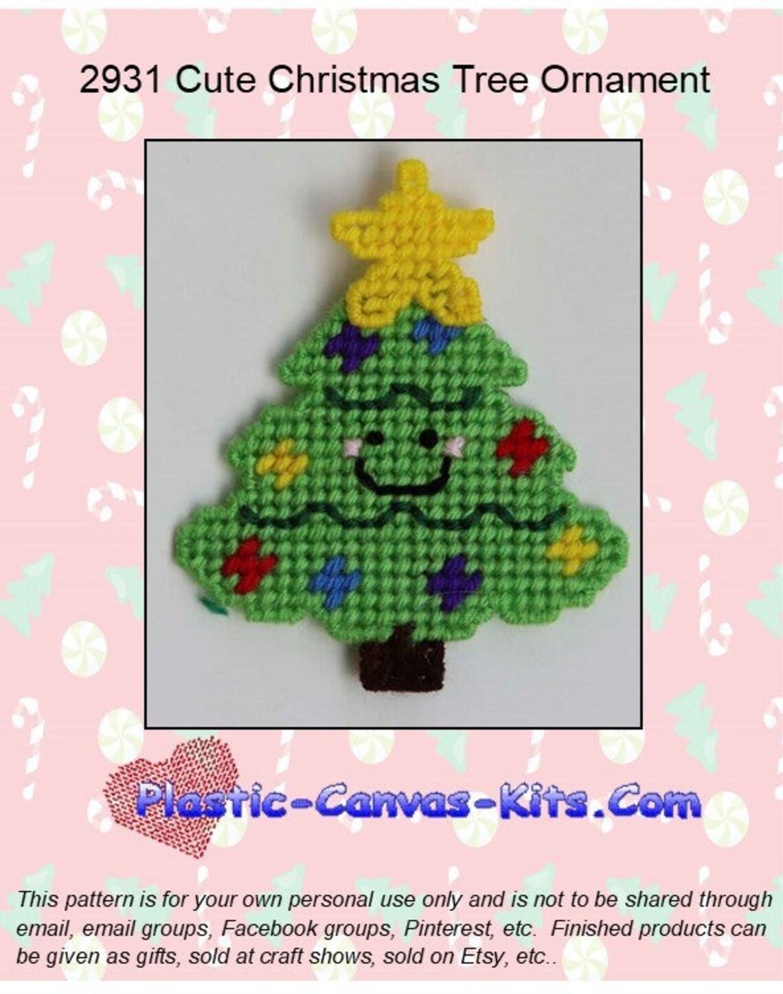Cute Christmas Tree Ornament-plastic Canvas Pattern-pdf Download - Etsy