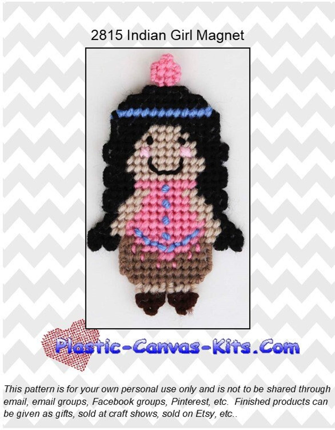 Indian Girl Magnet-plastic Canvas Pattern-pdf Download - Etsy