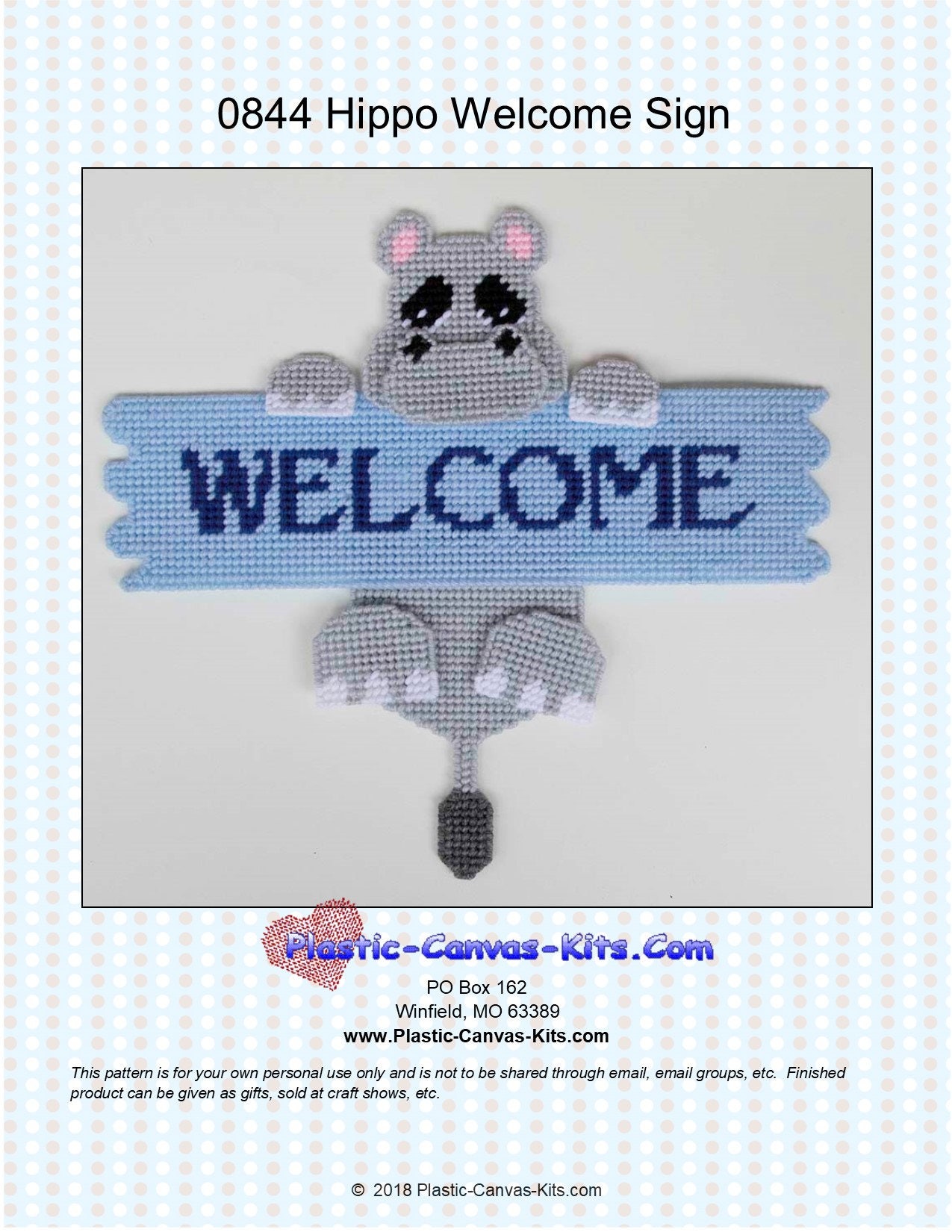 Hippo Welcome Sign-plastic Canvas Pattern-pdf Download - Etsy